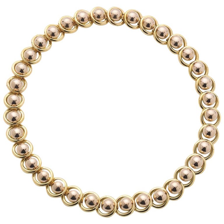 Austrian 18 Carat Gold Ball and Circle Necklace at 1stDibs