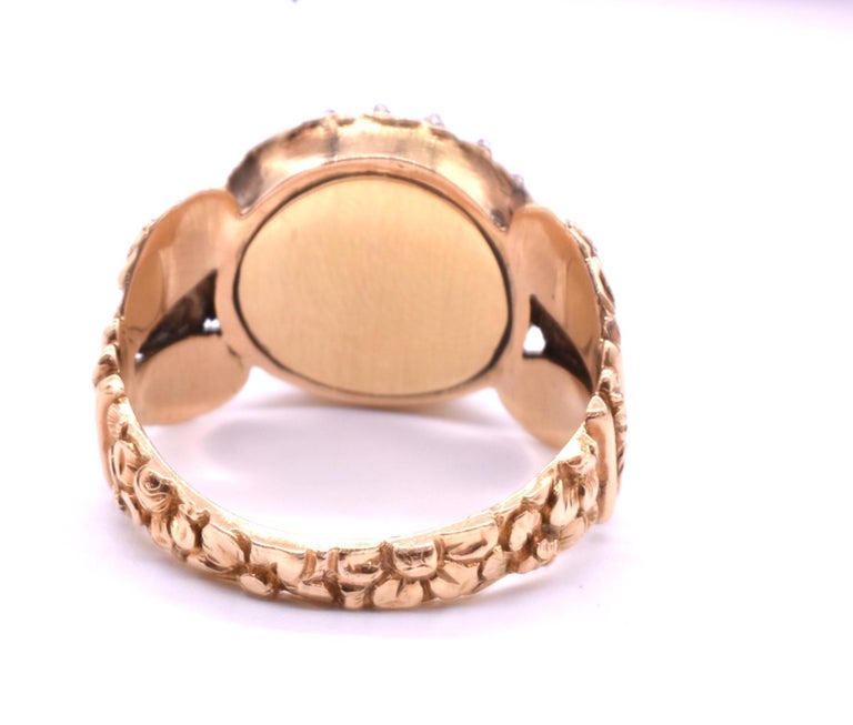 Austrian 18 Karat Rose Diamond Repousse Ring at 1stDibs