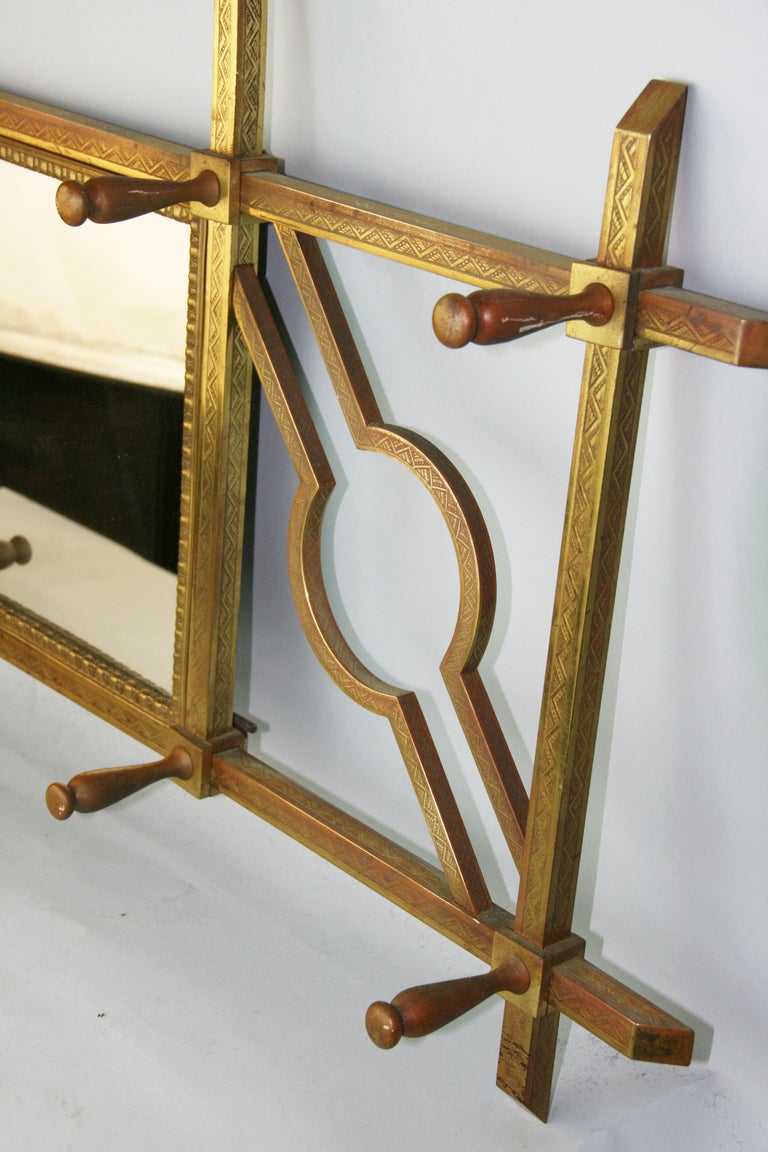 Austrian Art Deco Embossed Bronze Mirrored Coat Rack, 1920's For Sale ...