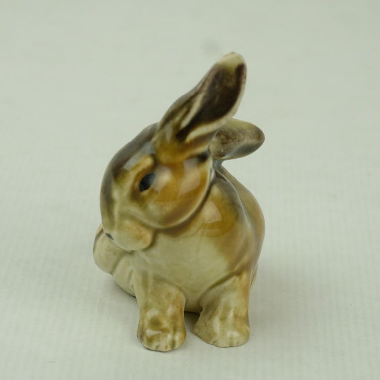 Austrian Art Deco Glazed Ceramic Rabbit by Eduard Klablena at 1stDibs