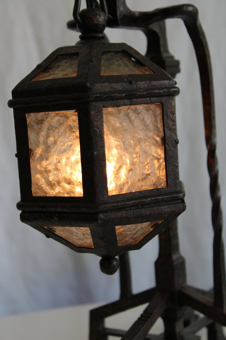 Austrian Art Deco Wrought Iron Dragon Lamp For Sale at 1stDibs