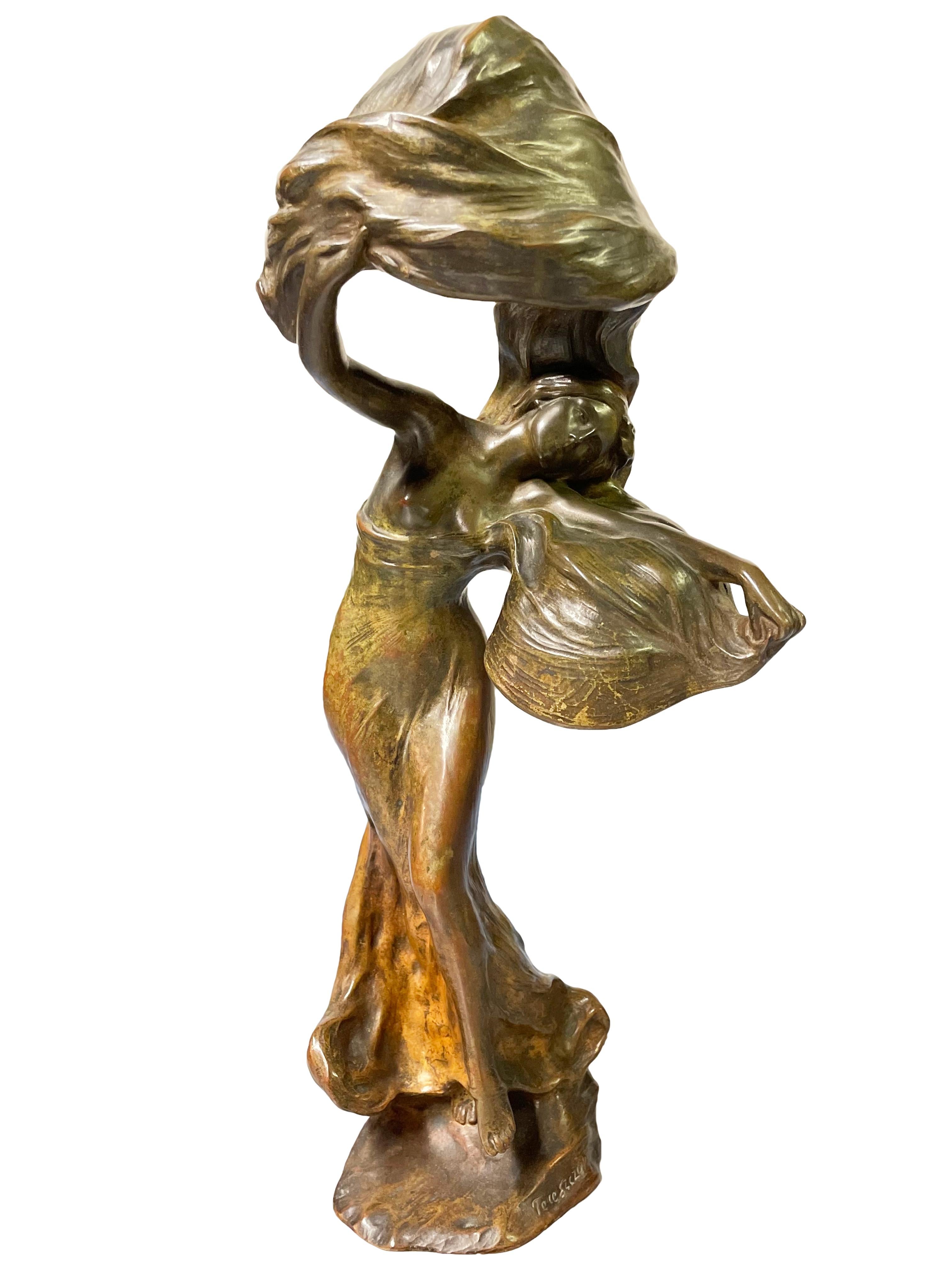 Austrian Art Nouveau Bronze Loïe Fuller Sculptural Lamp by, Peter ...