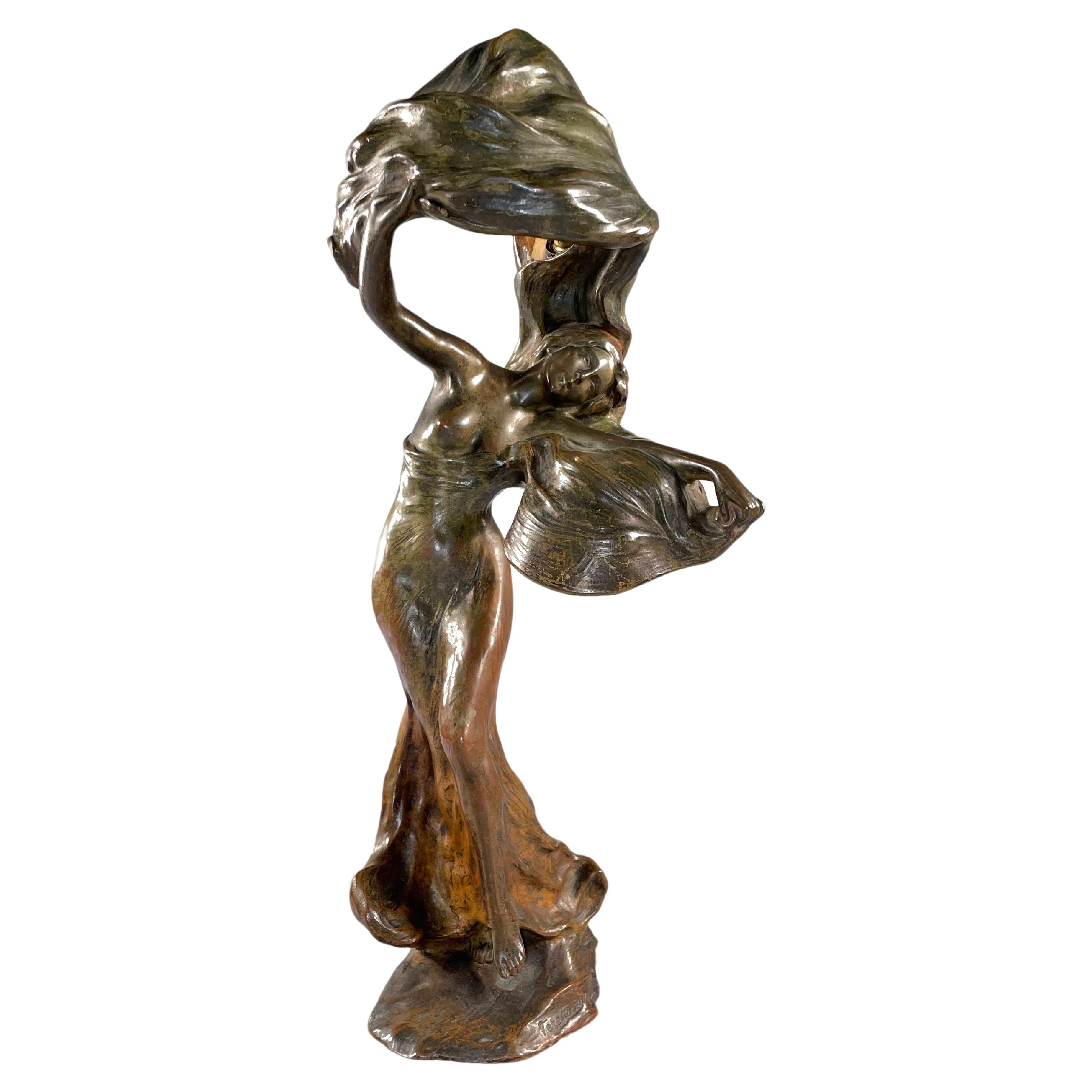 Austrian Art Nouveau Bronze Loïe Fuller Sculptural Lamp by, Peter ...