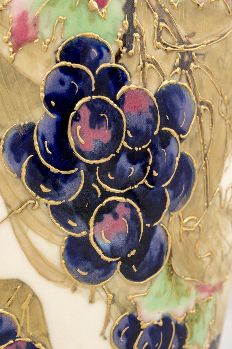 Austrian Art Nouveau Ceramic Portrait Vase Amphora Gold Ochre Blue ...