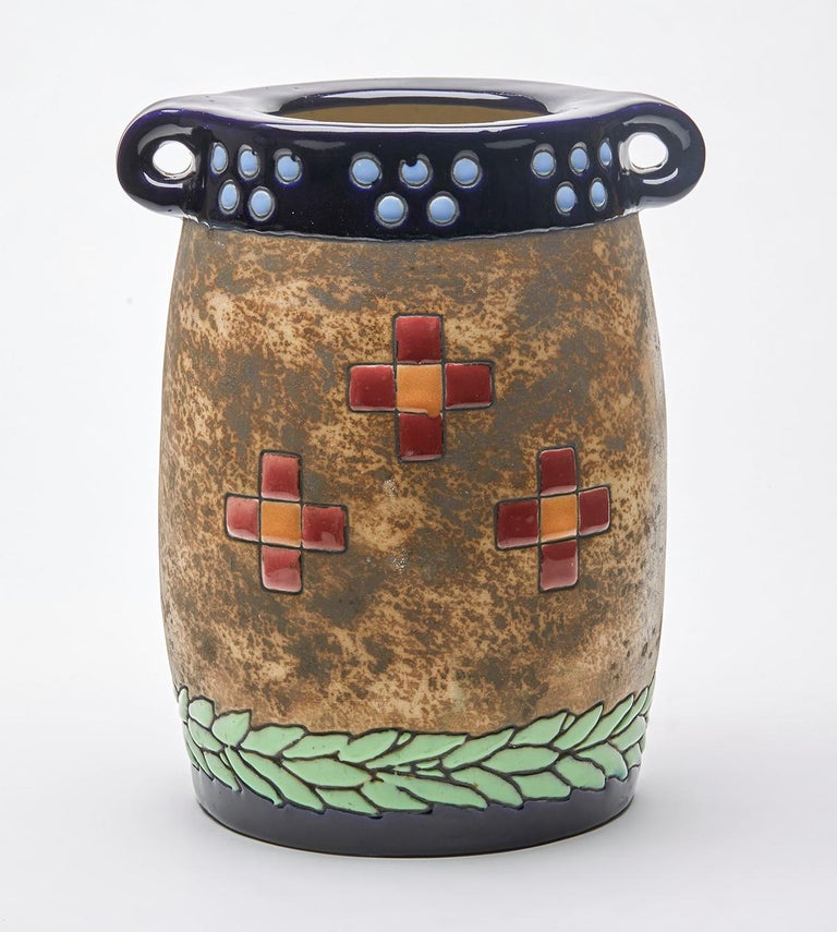 Austrian Art Nouveau Imperial Amphora Vase with Birds For Sale at 1stDibs