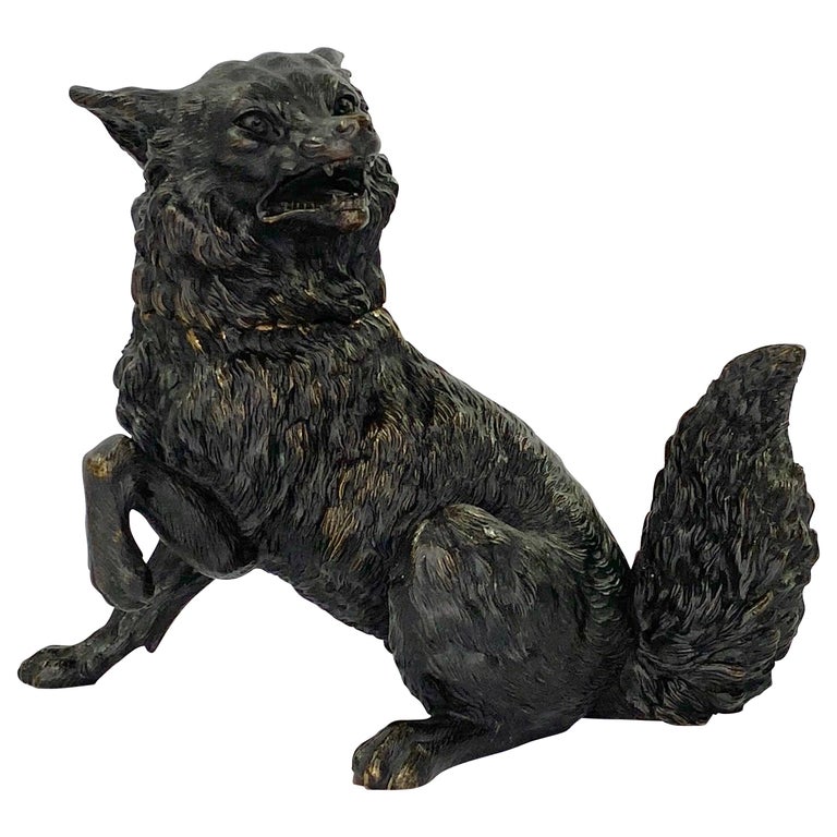 Austrian Bronze Fox Inkwell, C. 1890 at 1stDibs