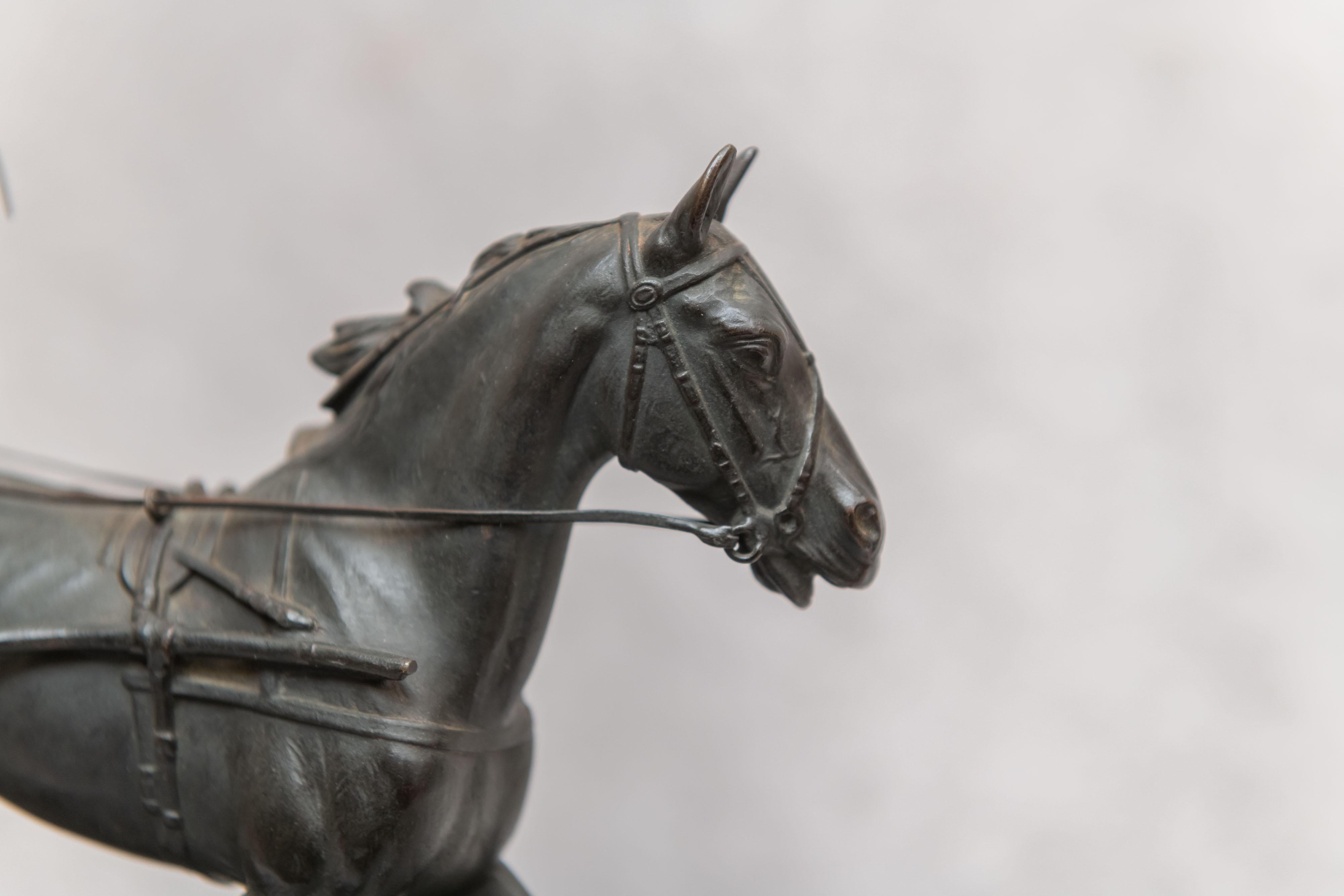 Austrian Bronze Group, Harness Race Driver and Horse, Artist Signed ...