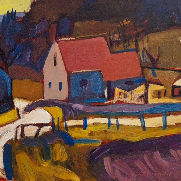 Austrian Classical Modernism Landscape Painting Oil on Wood Josef ...