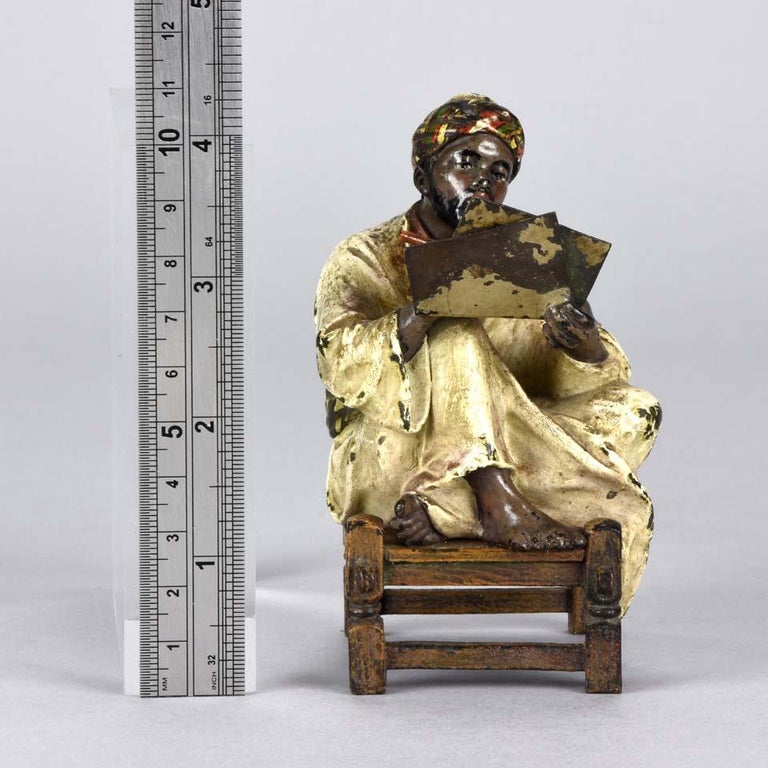 Austrian Cold Painted Bronze ‘Arab Scribe’ by Franz Bergman at 1stDibs