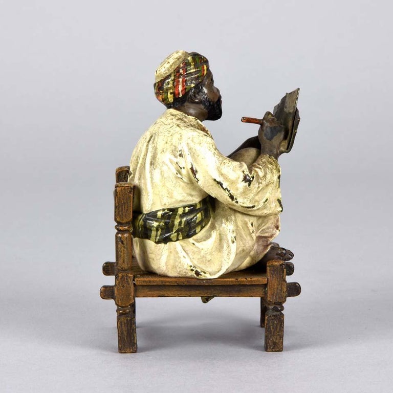 Austrian Cold Painted Bronze ‘Arab Scribe’ by Franz Bergman at 1stDibs