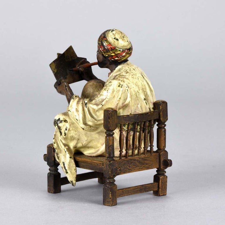 Austrian Cold Painted Bronze ‘Arab Scribe’ by Franz Bergman at 1stDibs