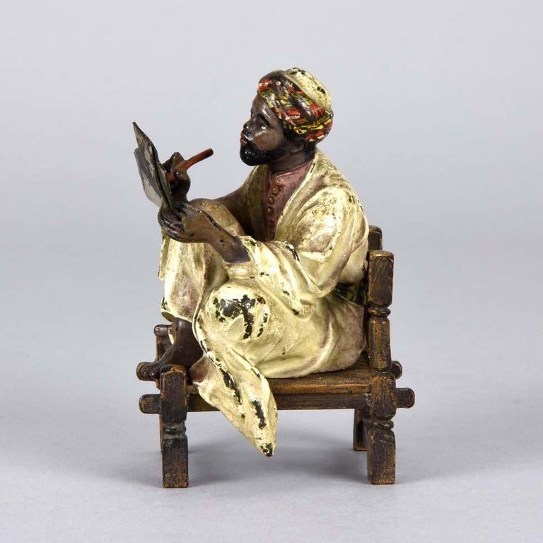 Austrian Cold Painted Bronze ‘Arab Scribe’ by Franz Bergman at 1stDibs