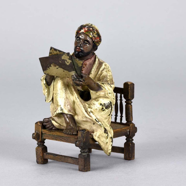 Austrian Cold Painted Bronze ‘Arab Scribe’ by Franz Bergman at 1stDibs