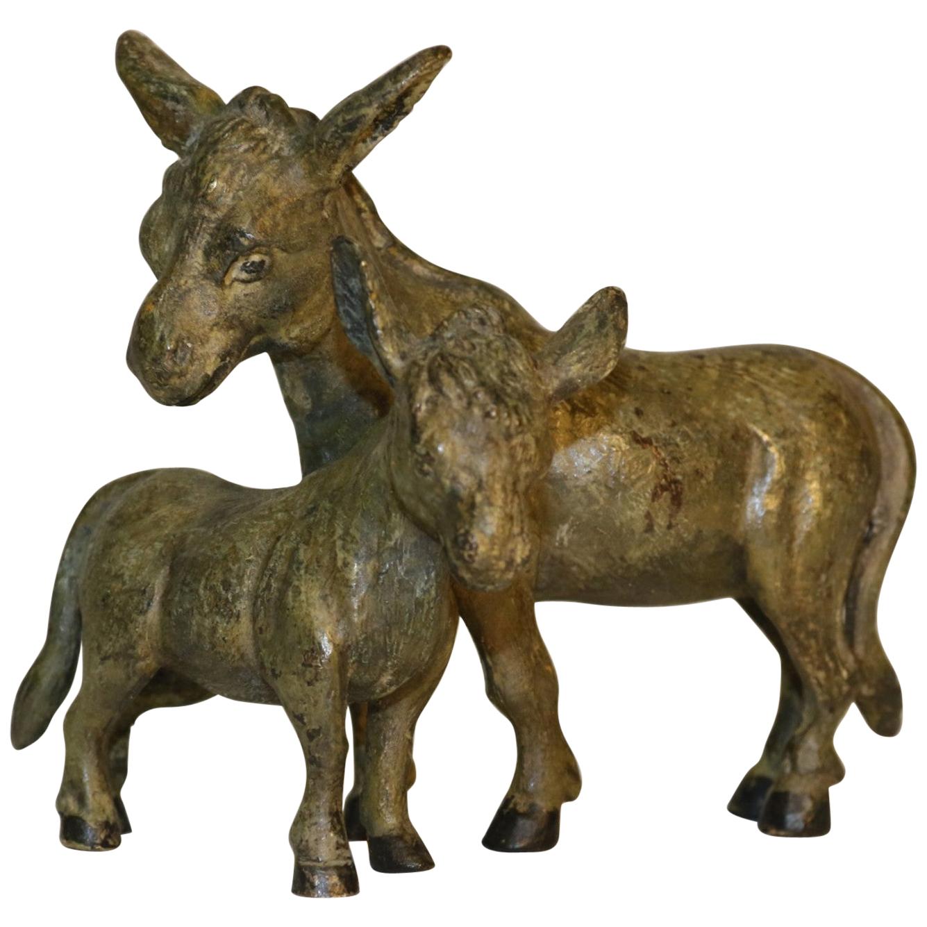 Austrian Cold Painted Bronze Study of a Donkey and Foal, circa 1910 For ...