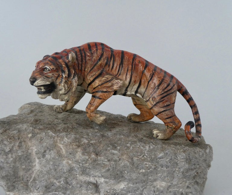Austrian Cold Painted Bronze Tiger, circa 1900 at 1stDibs
