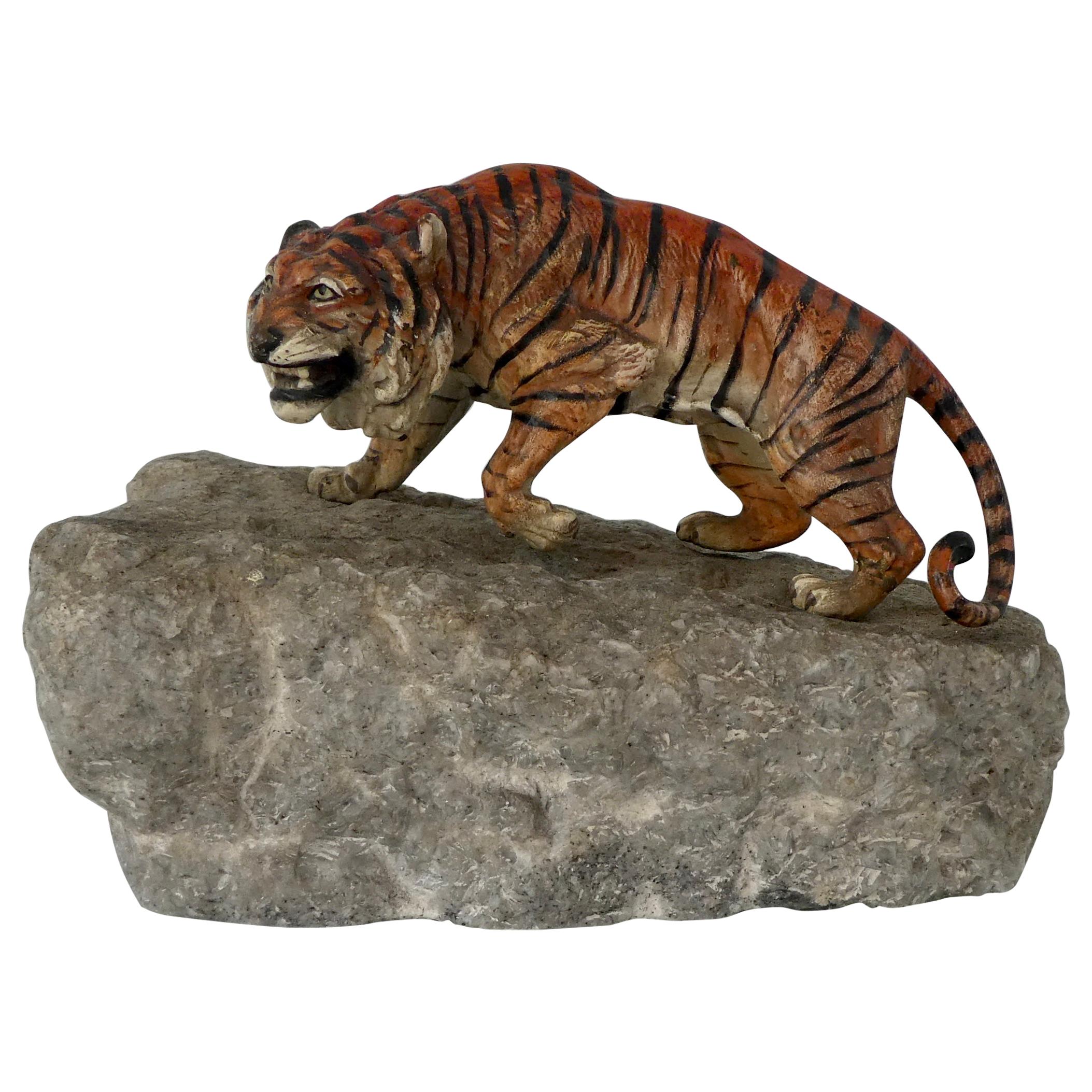 Austrian Cold Painted Bronze Tiger, circa 1900 at 1stDibs