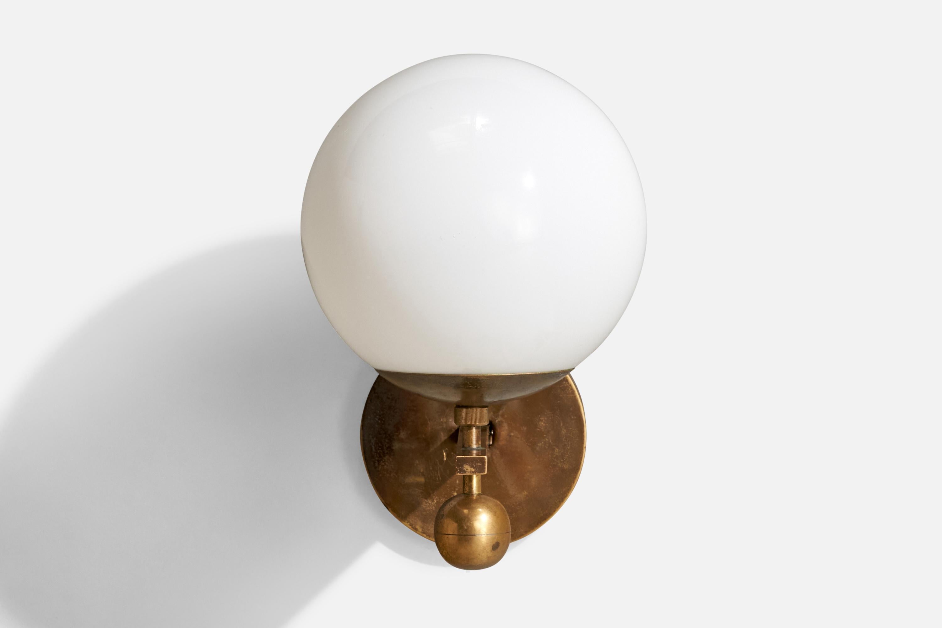 Austrian Designer, Wall Light, Brass, Glass, Austria, 1930s For Sale at ...
