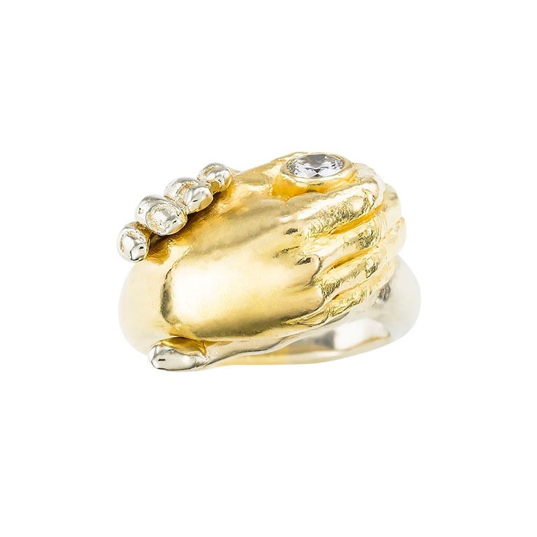Fede Gimmel Diamond Two Tone Gold Ring For Sale at 1stDibs
