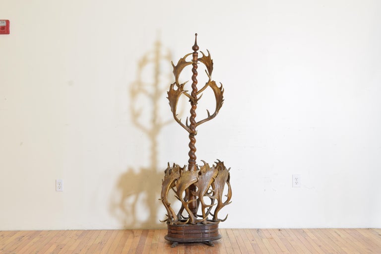 Austrian/German Oak and Elk Horn Coat/Hat/Umbrella Stand, circa 1860 ...