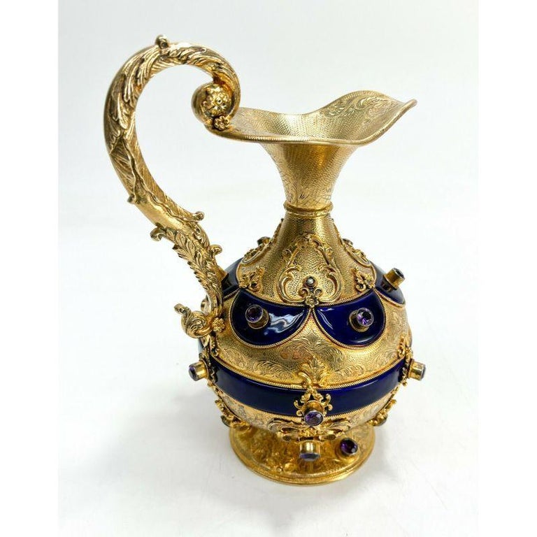 Austrian Gilt 925 Sterling Silver Enamel Gem Encrusted Amethyst Wine ...
