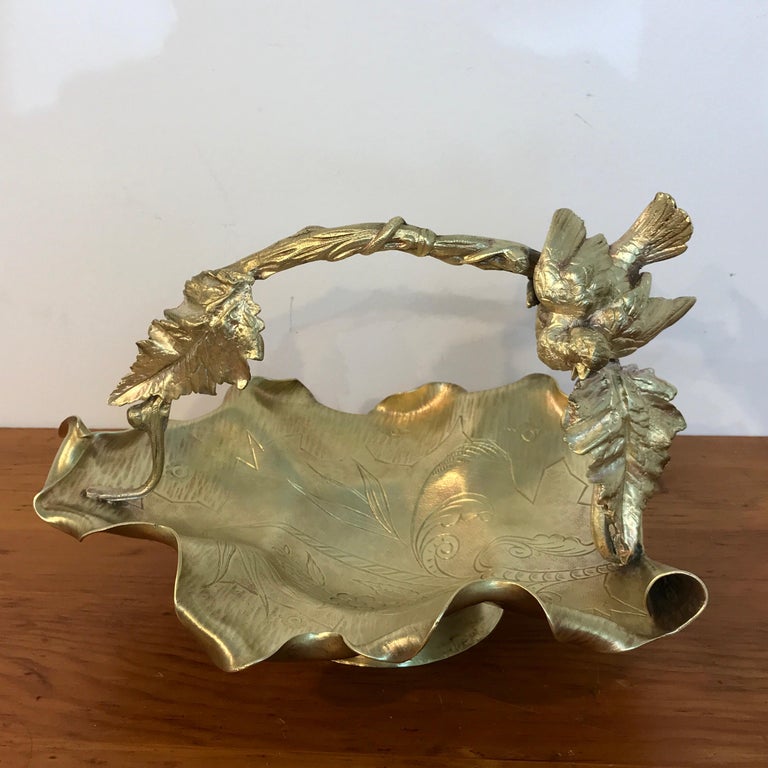 Austrian Gilt Bronze Bird Motif Basket For Sale at 1stDibs