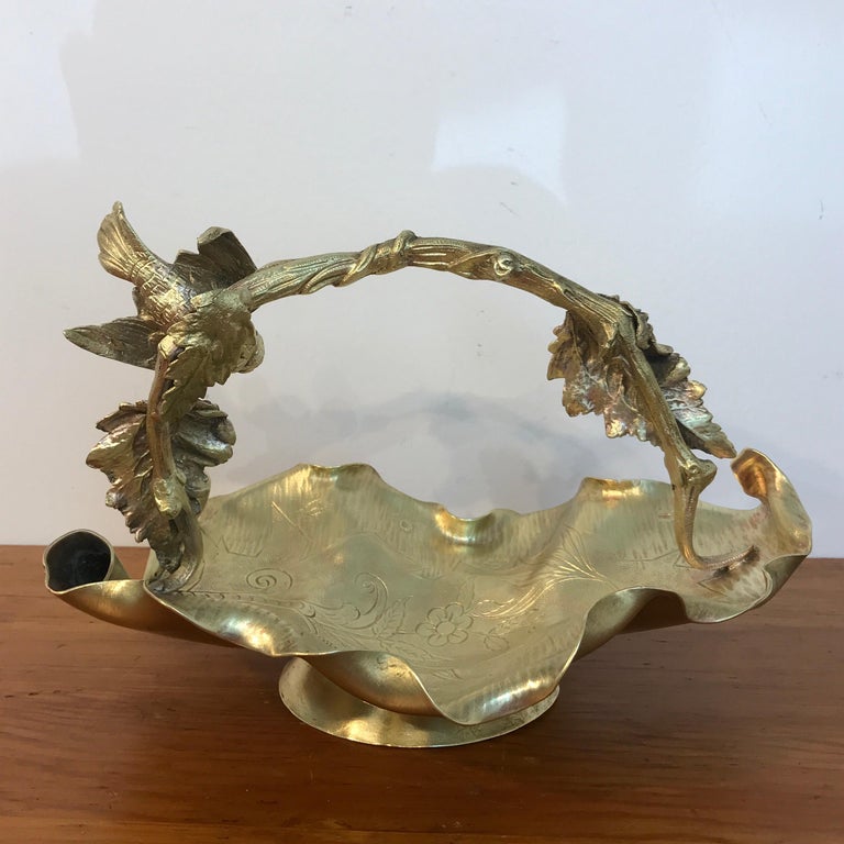 Austrian Gilt Bronze Bird Motif Basket For Sale at 1stDibs