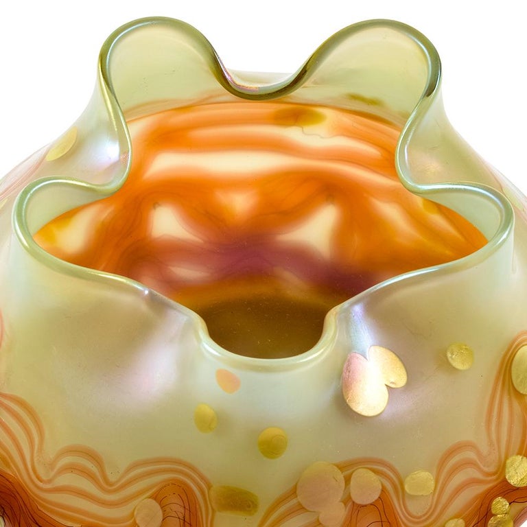 Austrian Jugendstil Floral Glass Bowl Loetz Red Gold circa 1902 For ...