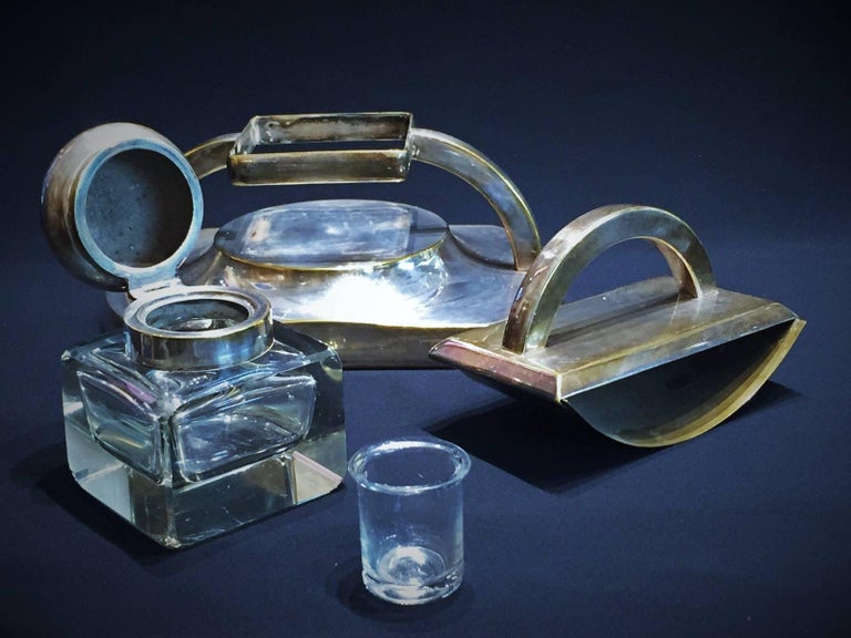 Austrian Jugenstil Silver-Plated Inkstand and Rocker Blotter Desk Set ...