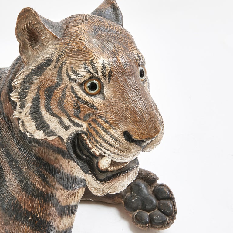 Austrian Large Cold Painted Terracotta Model of a Tiger, Late 19th ...