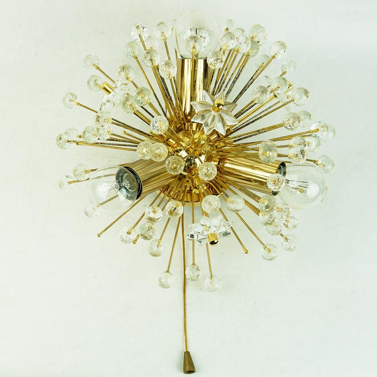 Austrian Midcentury Brass and Crystal Wall Lamp by E. Stejnar for ...
