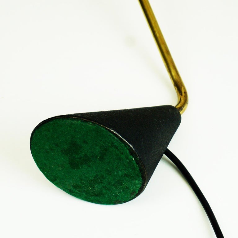 Austrian Midcentury Brass and Red Lacquered Metal Table Lamp by ...