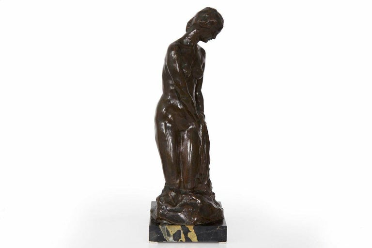 Austrian Modernism Patinated Bronze Sculpture of Lady Bathing by John ...