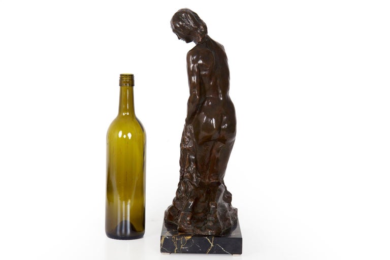 Austrian Modernism Patinated Bronze Sculpture of Lady Bathing by John ...