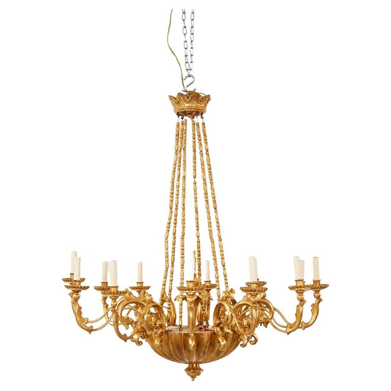 Austrian Neoclassical Giltwood Chandelier For Sale at 1stDibs