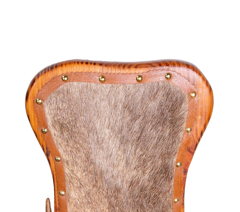 Austrian Pair of Armchairs Made of Antlers, Animal Backrest and Seat ...