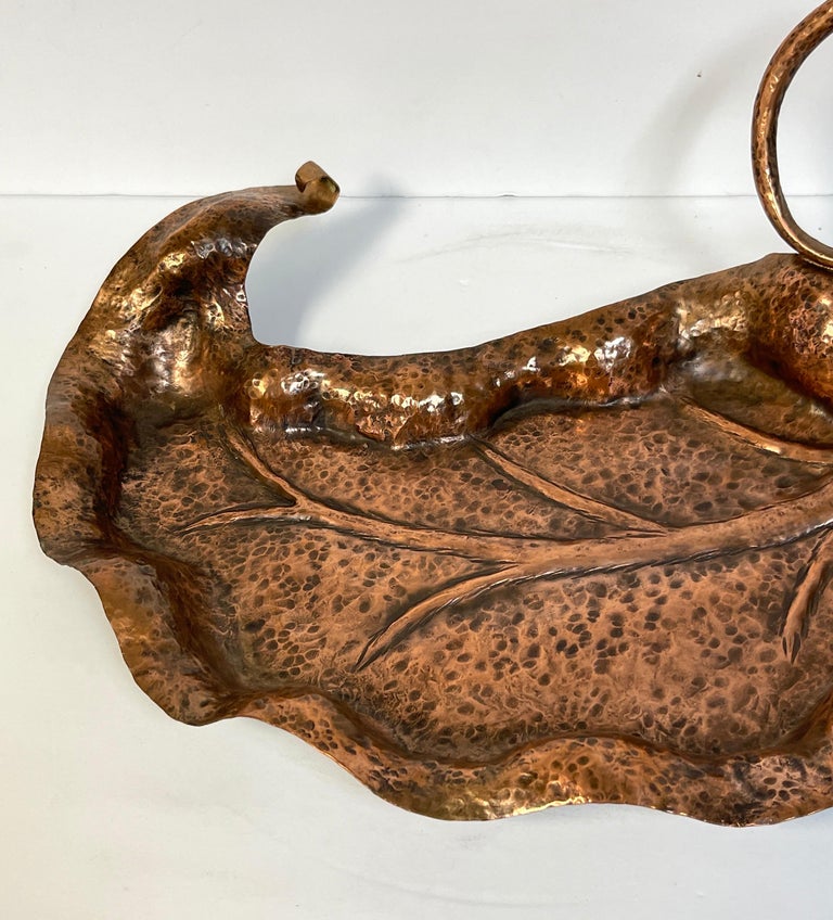 Austrian Secessionist Hand-Forged Copper Leaf Motif Bowl/Vide-Poche For ...