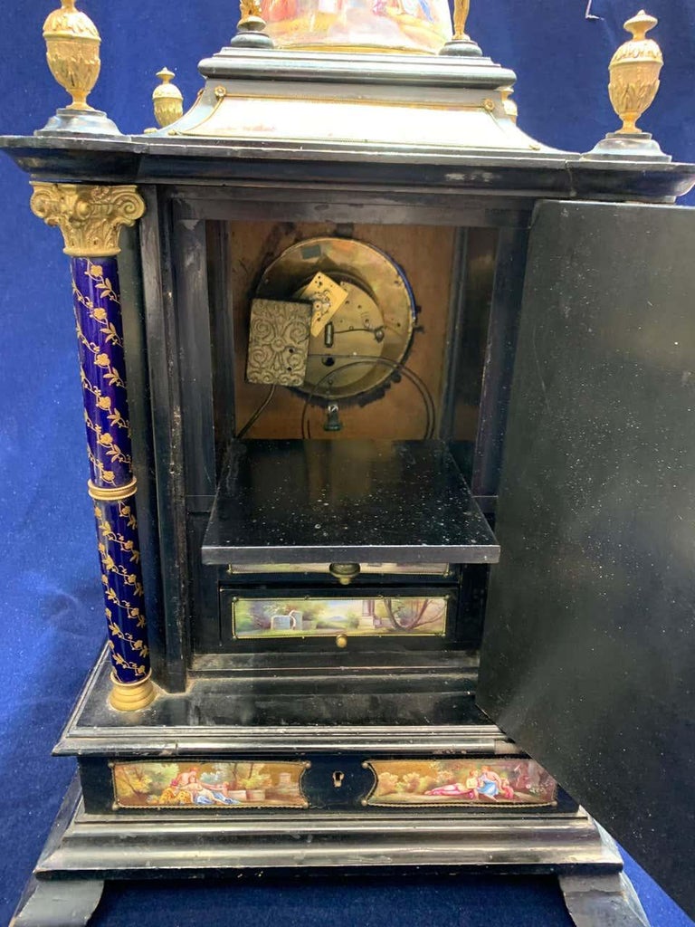Austrian Silver Gilt, Wood and Enamel Clock Cabinet Table For Sale at ...
