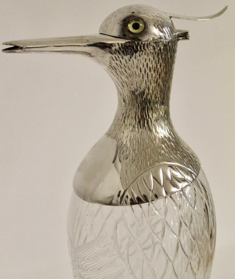Austrian Silver Plate Bird Shaped Decanter, circa 1930 For Sale at 1stDibs
