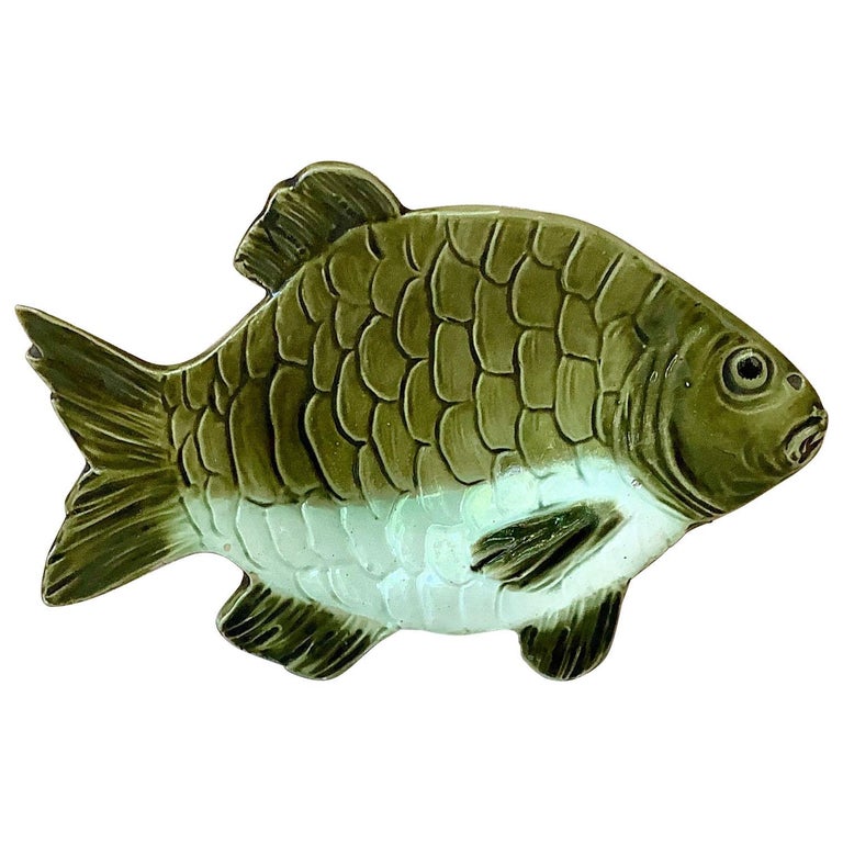 Austrian Small Majolica Fish Platter Krause, circa 1890 at 1stDibs