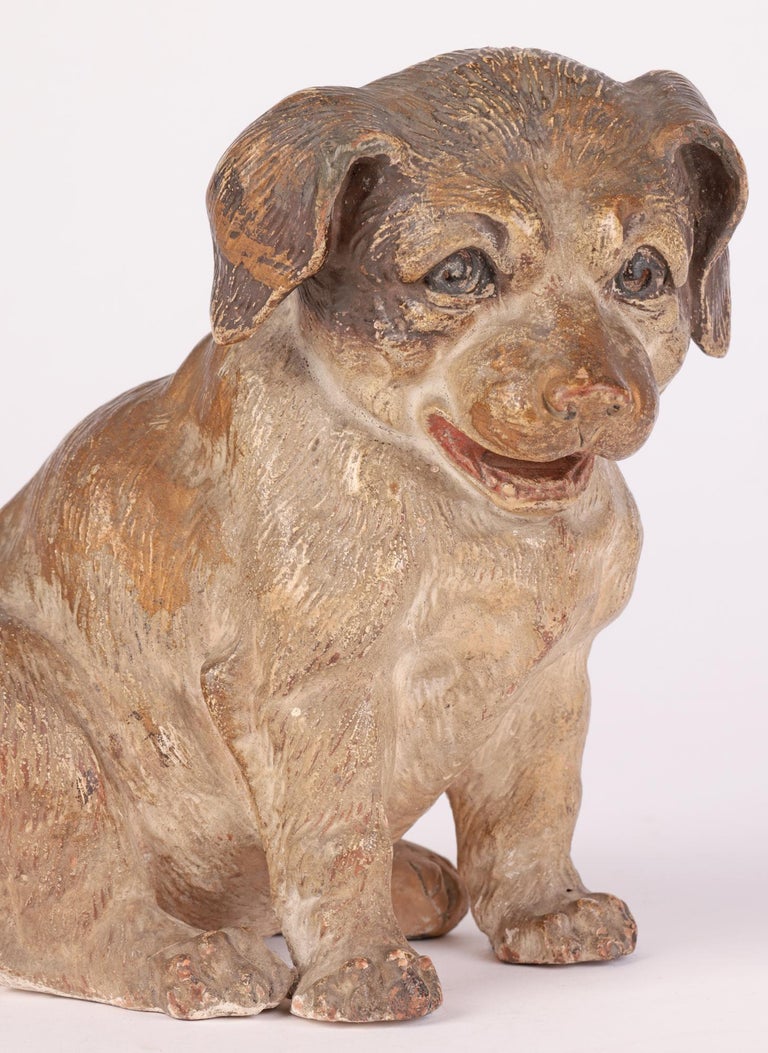 Austrian Terracotta Figure of a Seated Puppy Dog For Sale at 1stDibs