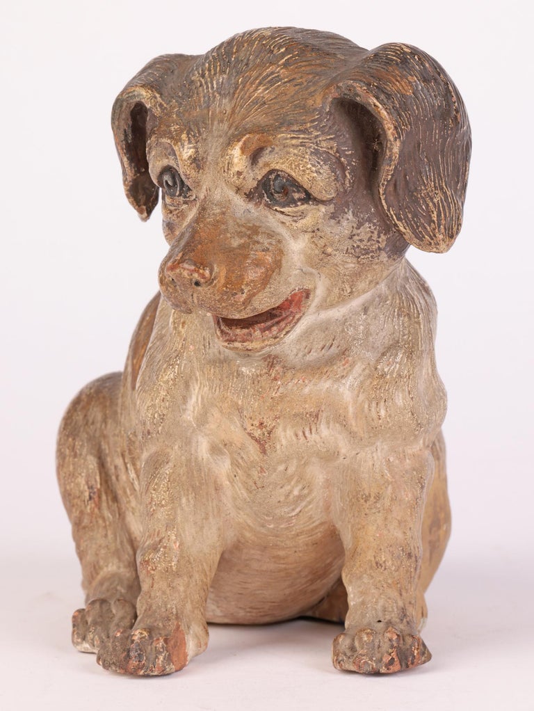 Austrian Terracotta Figure of a Seated Puppy Dog For Sale at 1stDibs