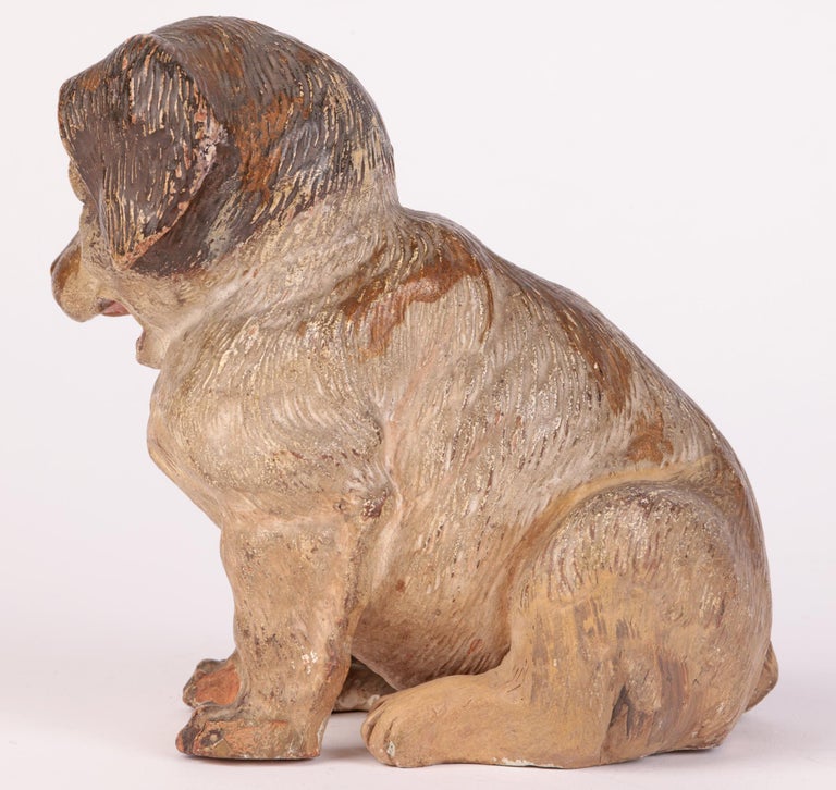 Austrian Terracotta Figure of a Seated Puppy Dog For Sale at 1stDibs