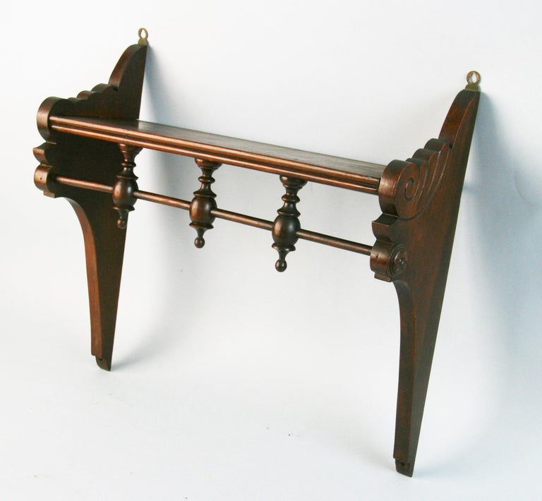 Austrian Turned Walnut Wall Shelf For Sale at 1stDibs