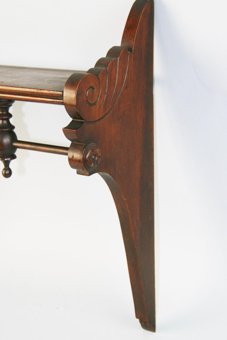 Austrian Turned Walnut Wall Shelf For Sale at 1stDibs