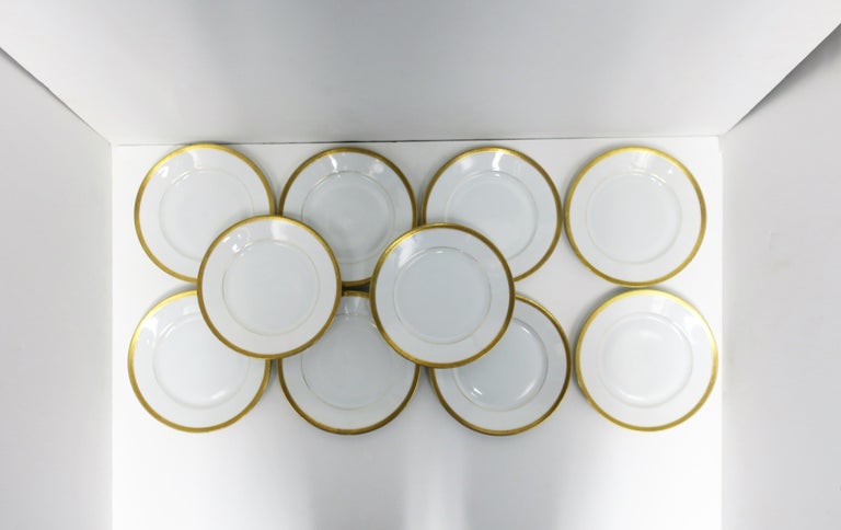 Austrian White Porcelain Plates with Gold Edge, Set of 10 For Sale at ...