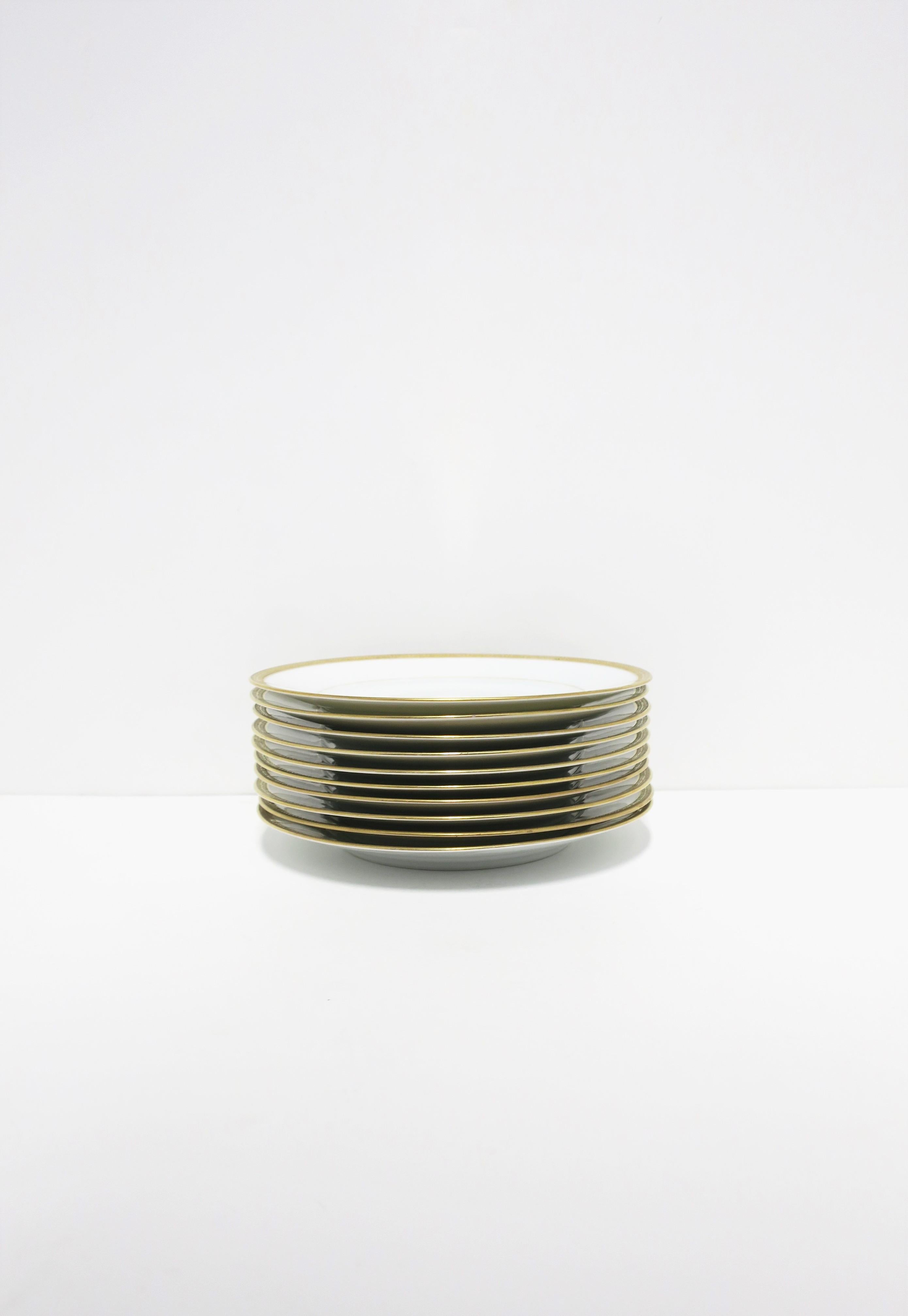 Austrian White Porcelain Plates with Gold Edge, Set of 10 For Sale at ...