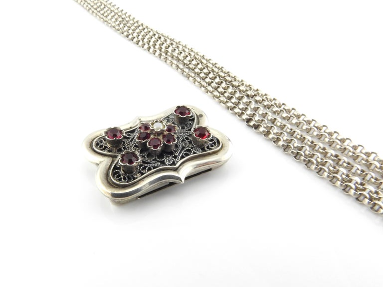 Austro Hungarian 835 Silver Simulated Rubies Multi Strand Choker ...