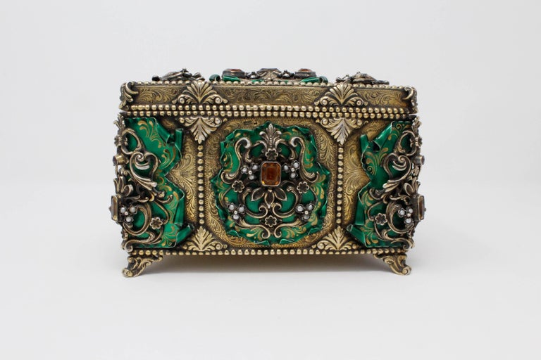 Austro-Hungarian Jewelled Casket, 925 Silver Gilt, Enamel, Gemstones ...