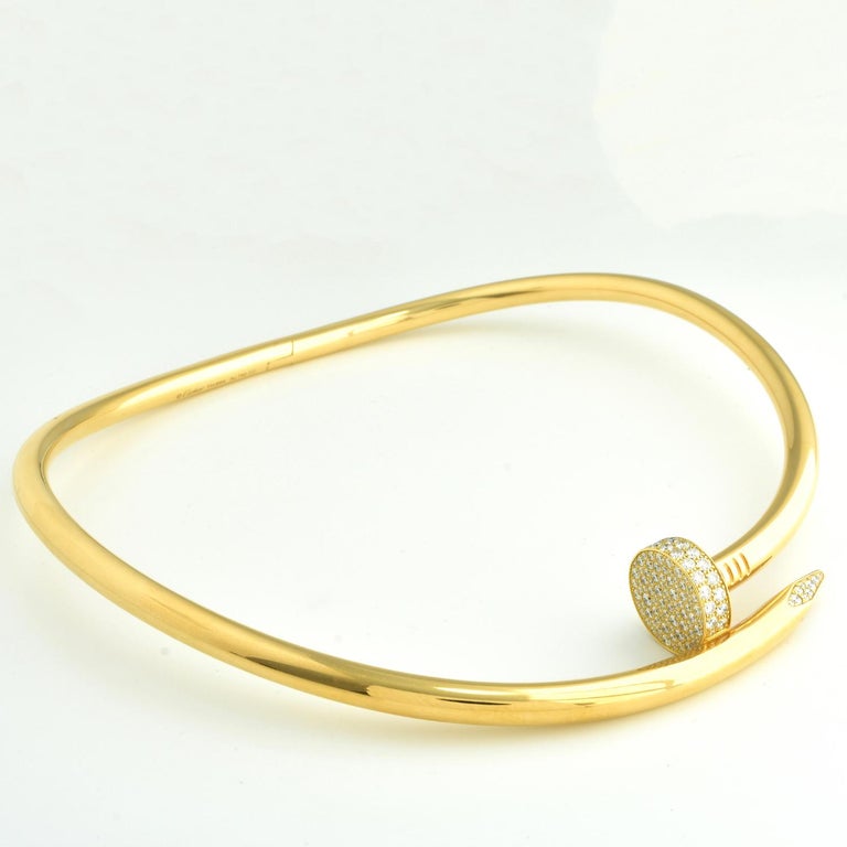 Auth Cartier Juste Un Clou Nail Necklace, 18 Karat Gold, Diamonds, LG ...