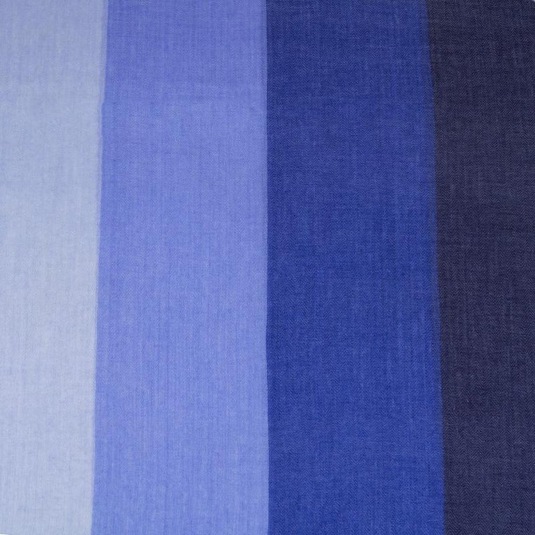 auth HERMES blue indigo navy cashmere COLORBLOCK Shawl Scarf For Sale ...